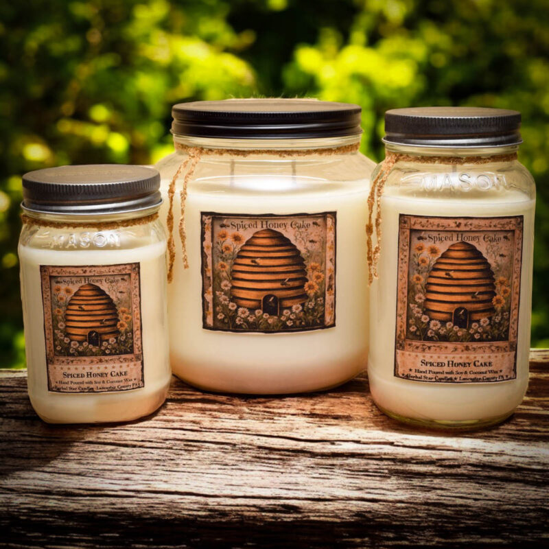 Beehive Spiced Honey Cake Mason Jar Candle - 24 oz - Herbal Star Candles
