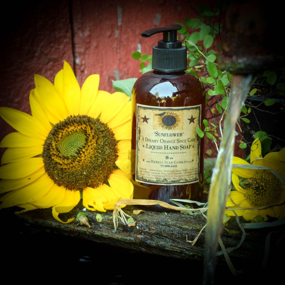 Sunflower Liquid Hand Soap-8 oz - Herbal Star Candles