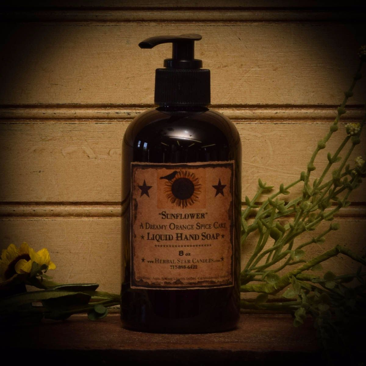 Sunflower Liquid Hand Soap-8 oz - Herbal Star Candles