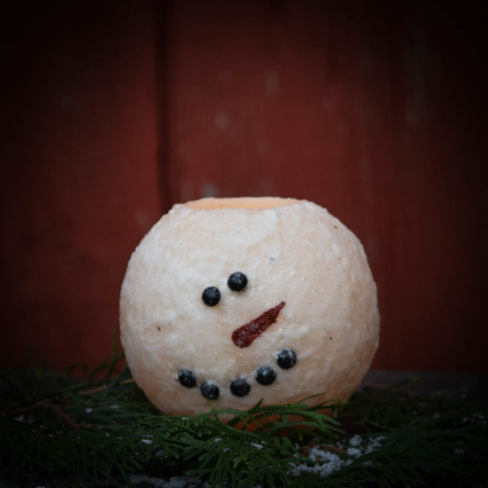 Flameless Frosty Small Snowball Candle 4 in - Herbal Star Candles