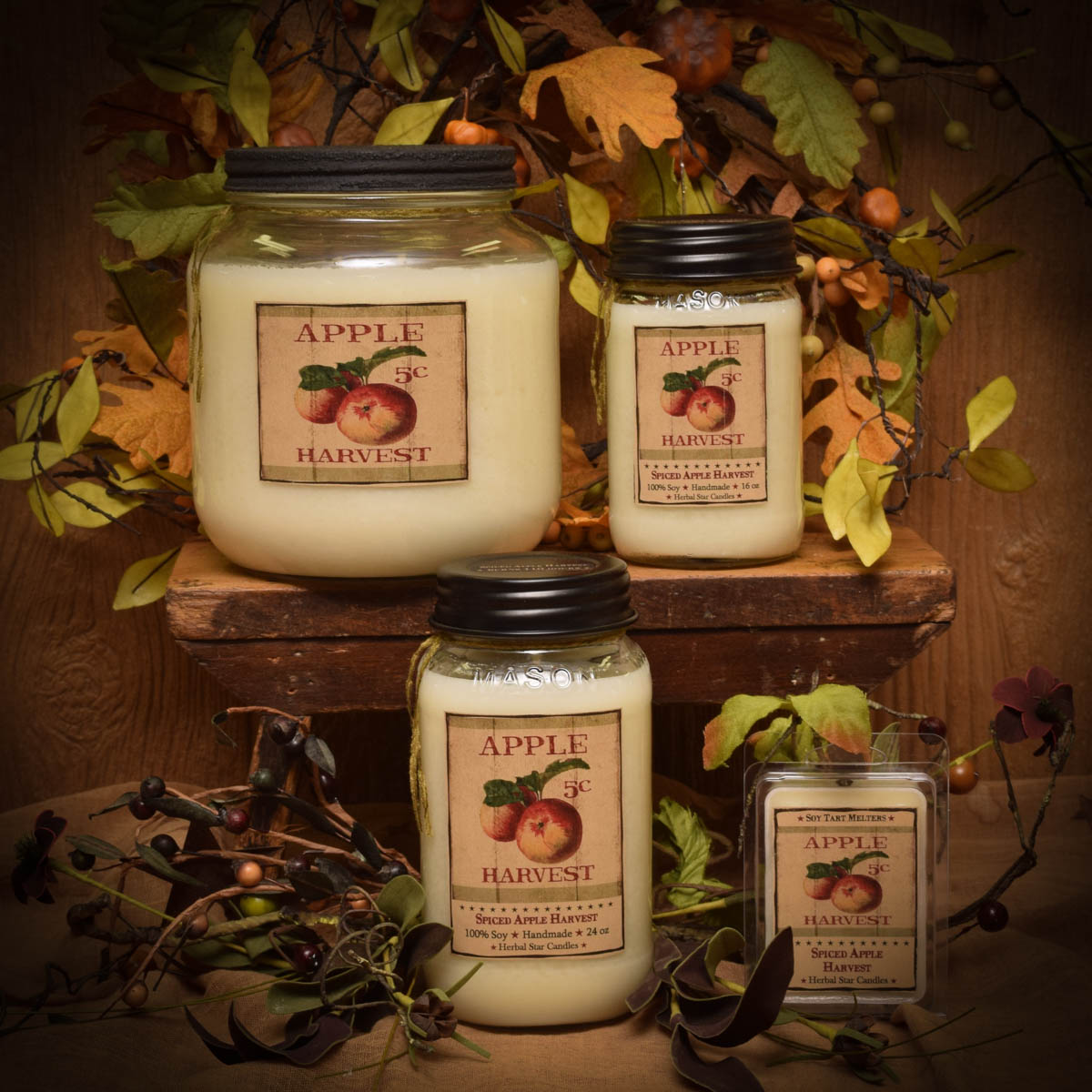 Spiced Apple Harvest Scent Collection - Herbal Star Candles