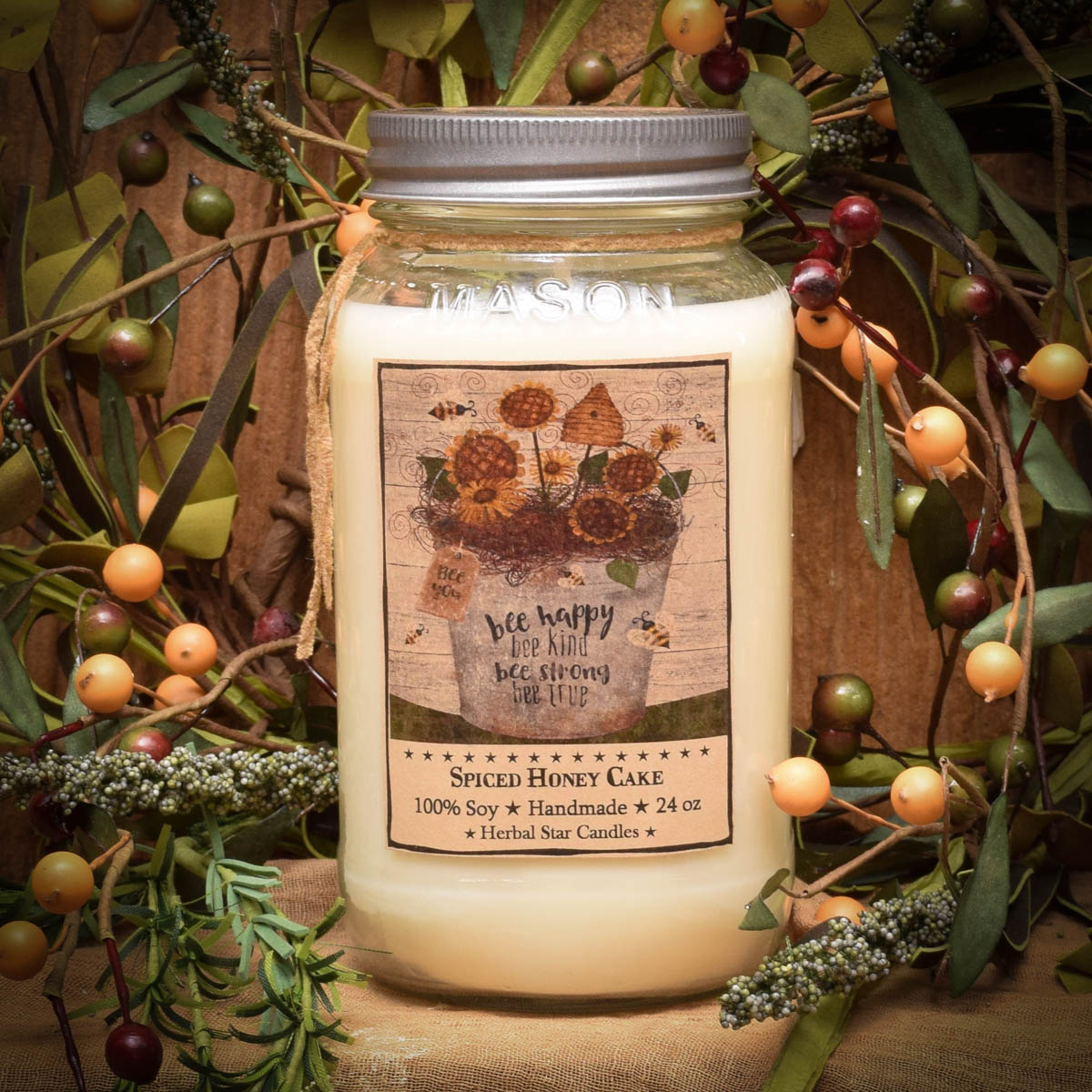 Beehive Spiced Honey Cake Jar Candle - 24 oz - Herbal Star Candles