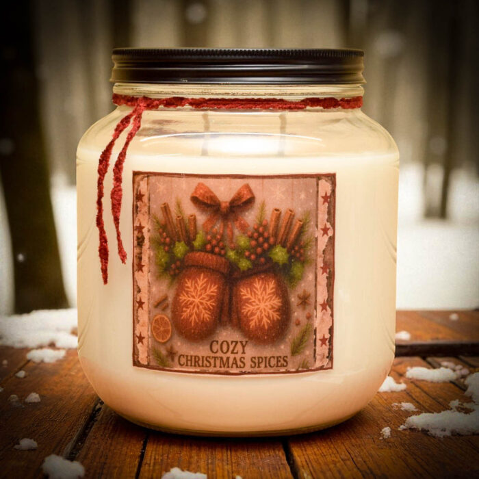 Cozy Christmas Spices 64 oz Two-Wick Jar Candle - Herbal Star Candles