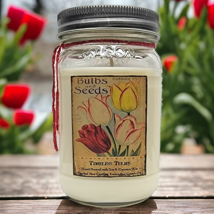 Timeless Tulips Mason Jar Candle Seed Packet Label-16 oz - Herbal Star ...