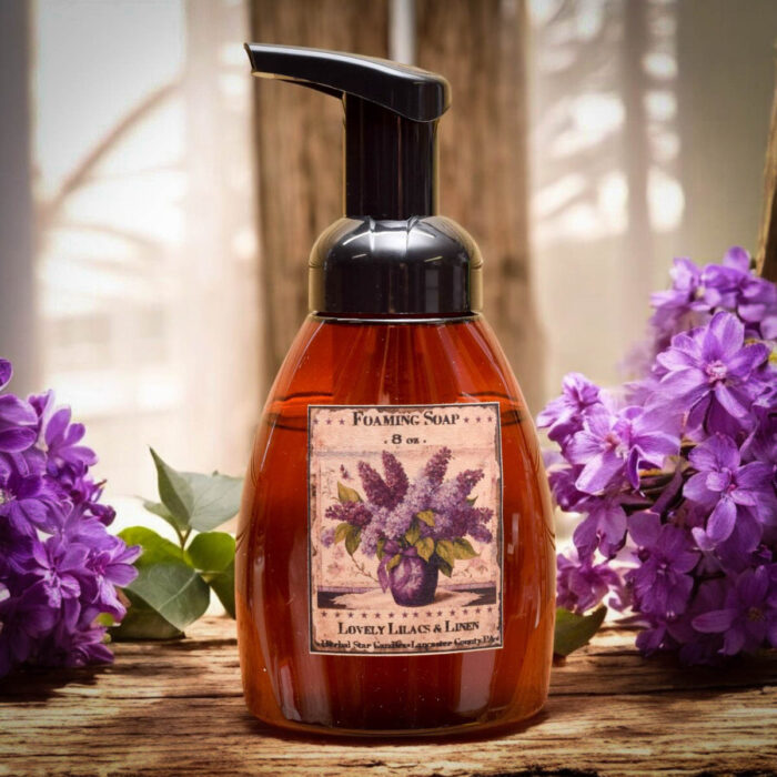 Lovely Lilacs and Linen Foaming Hand Soap-8 oz - Herbal Star Candles